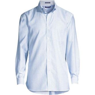 Lands End CLASSIC FIT. Buttondown-Kragen. Gemustertes Oxfordhemd, Herren, Größe:42 84 regular, Blau, Baumwolle, by Lands End