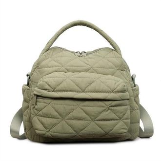 Generic Sac &agrave; bandouli&egrave;re matelass&eacute; 3 en 1 pour femme - &Eacute;l&eacute;gant - Couleur unie - Fermeture &eacute;clair - Poign&eacute;e souple - Sac &agrave; main &agrave; main, Vert, One Size
