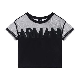 A|X Armani Exchange Baumwoll-T-Shirt mit grafischer Applikation - - Tops - Damen - Schwarzk - S