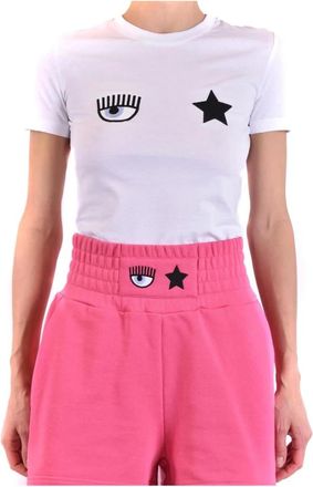 Chiara Ferragni Femme, Tops, Blanc, Taille: 40 FR T-Shirt Imprim&eacute; en Coton &agrave; Manches Courtes