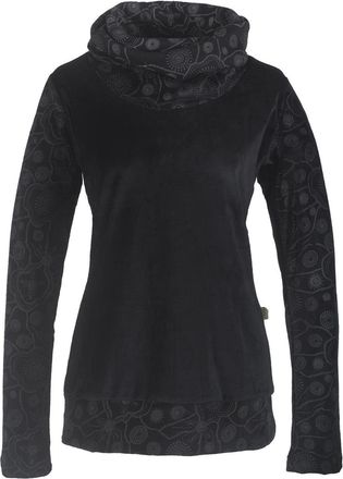 vishes Alternative Bekleidung - Damen Rollkragen Samtpullover Sweater aus Baumwolle Bedruckt schwarz 36