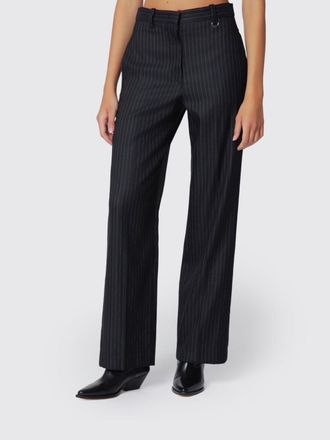 Isabel Marant Pantalon droit en laine &agrave; fines rayures et taille haute