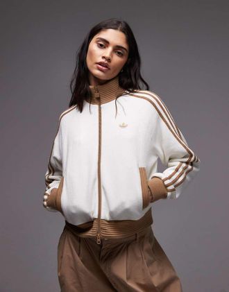 adidas Originals Haut de surv&ecirc;tement en velours - Cr&egrave;me-Blanc