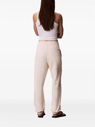 Calvin Klein Embroidered Logo Cotton Jersey Joggers - Beige