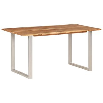 Generic Akazienholz Massiv Esstisch, Industrial Baumkante, Baumstamm, Esszimmertisch, K&uuml;chentisch, Speisetisch, Tisch Esszimmer, K&uuml;che (Schwarz 180x90x76cm) (