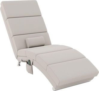 HOMCOM Homcom - Fauteuil relax massant chauffant design contemporain - chaise longue dintérieur - piètement métal chromé tissu beige