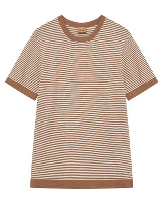 Mos Mosh Strick-T-Shirt mit Ringelstreifen und Leinenanteil in