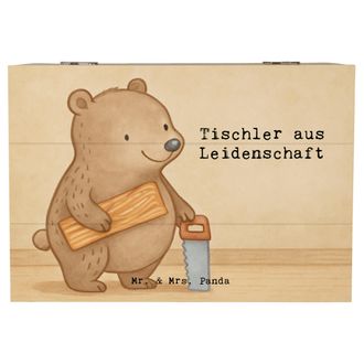 Mr. & Mrs. Panda Schatzkiste Tischler Leidenschaft Design 22 x 15 cm - Geschenk, aufbewahrungskisten, aufbewahrungsboxen, Holzbox mit Deckel, Aufbewahrungsbox, Holzkis