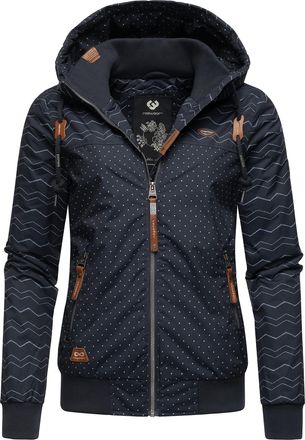 Ragwear Damen warme wasserdichte Winterjacke mit Kapuze Nuggie Zig Zag Intl. Navy22 Gr. M