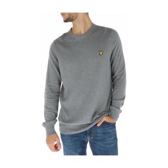 Lyle & Scott Homme, Pulls, Gris, Taille: XL Pull Ras du Cou en Coton Mérinos