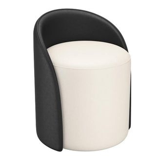 Generic Moderner Boucle, runder Sitz for Wohnzimmer, Schlafzimmer, Ankleidezimmer, getufteter Fußhocker, Schminktisch(Black)