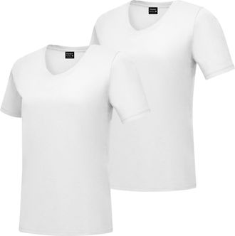 Hanes Damen Perfect-t V-Neck, Cotton Short Sleeve Tee for Women, 1 Or 2 Pack T-Shirt, Weiß, Mittel (2er Pack)