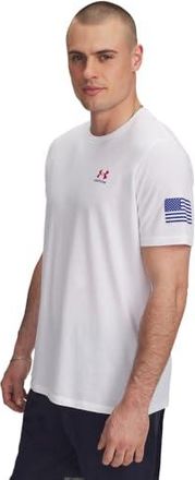 Under Armour T-Shirt à Manches Courtes pour Homme Motif Drapeau de la liberté, (100) Blanc / / Royal, Taille 3XL