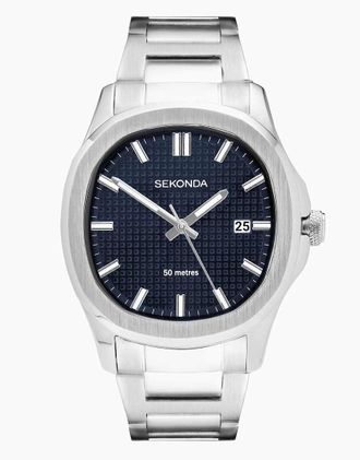 Sekonda Octaire TV - Analoge Herrenuhr in Silberoptik mit silberfarbenem Armband, 40 mm