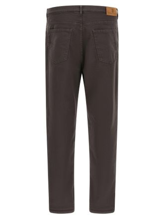 Brunello Cucinelli Garment-Dyed Cotton Jeans - Charcoal Brown