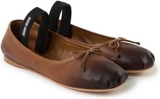 Miu Miu Leder -Ballerinas - Brown