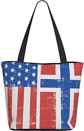 AOOEDM Sac &agrave; provisions pour femme drapeau norv&eacute;gien am&eacute;ricain 33 x 28 x 19 cm. Le cadeau parfait pour la Saint-Valentin. Cest de la Saint-Valentin pour mama