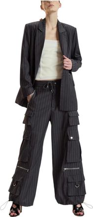 Cynthia Rowley Femme, Vestes, Gris, Taille: 36 FR Pinstripe Oversized Jacket