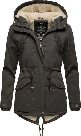Marikoo Damen warme Winterjacke mit kuscheliger verstellbarer Kapuze Manolya Anthrazit Gr. XXL