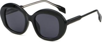 Generic Lunettes De Soleil R&eacute;tro Rondes &Agrave; Grande Monture For Hommes Et Femmes, Photo UV400, Lunettes De Soleil De Vacances(Black)