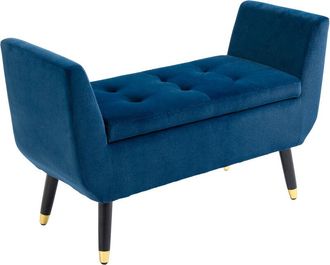 HOMCOM Homcom - Sitzbank mit Stauraum Armlehnen Polsterbank mit Samtoptik, Sitztruhe mit Holzbeine, Truhenbank f&uuml;r Wohnzimmer Schlafzimmer Flur 107 x 42 x