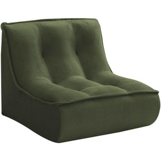 Oviala Fauteuil pour canap&eacute; modulable en velours c&ocirc;tel&eacute; 90 x 80 x 70 cm vert - Lizy