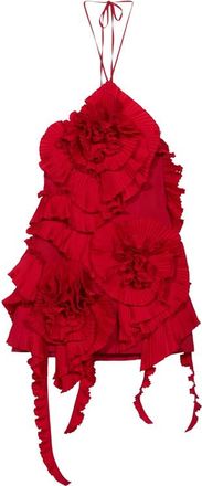 Blumarine Pleated-rose Mini Dress