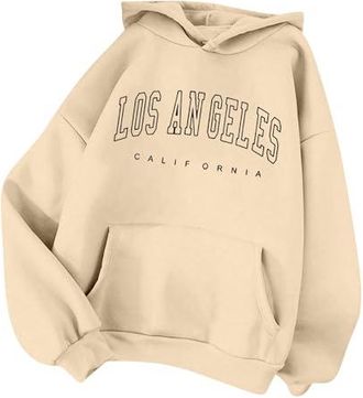 Generic Los Angeles California - Sweat &agrave; capuche Preppy pour femme vintage avec capuche - Pull tendance pour lhiver et lautomne, sport doubl&eacute; en polaire - V&ecirc;t