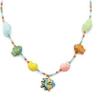 Singularu Collier Reef. Acier avec placage en or 18 K, cristal et c&eacute;ramique. Bijoux pour femme