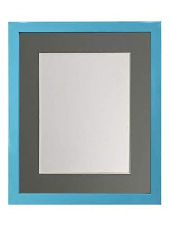 Frames by Post Bilderrahmen mit dunkelgrauem Passepartout, 35,6 x 27,9 cm, Bildgröße 25,4 x 20,3 cm, Blau, Kunststoff, 14 x 11 Image Size 10 x 8 Inch