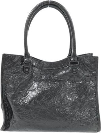 Balenciaga Pre-owned Sac bandouli&egrave;re Le Cagole City Mini en cuir dagneau - Femme - Pre-owned - Noir - Taille: ONE Size