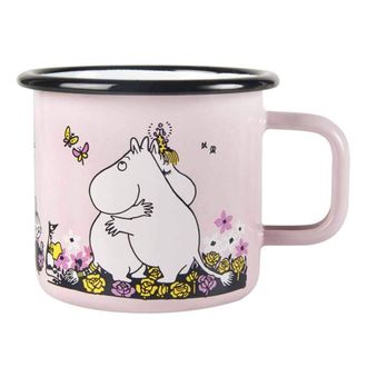 Moomin Muurla - Henkelbecher Henkeltasse Emailletasse - Mumin Hug - Emaille - Pink - 370 ml