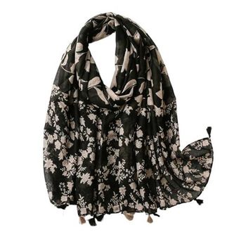 Generic &Eacute;charpe ch&acirc;le en viscose florale 180 cm pour hijab musulman, grande taille, bandeau tendance pour femme, quatre saisons, 40 cm, taille unique