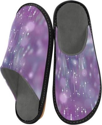HMZXZ Pantoufles violettes avec lumières abstraites modernes pour homme et femme - À paillettes - Pantoufles dintérieur - Chaussettes pour la maison, la cha