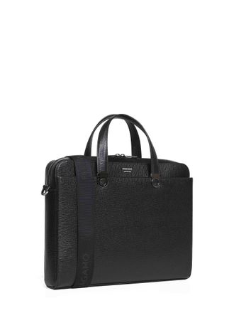Ferragamo Mens Briefcase Gancini Black Calf Leather Handbags Hand Bags