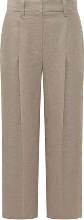 Brunello Cucinelli Femme, Pantalons, Beige, Taille: 42 FR Pantalon en lin