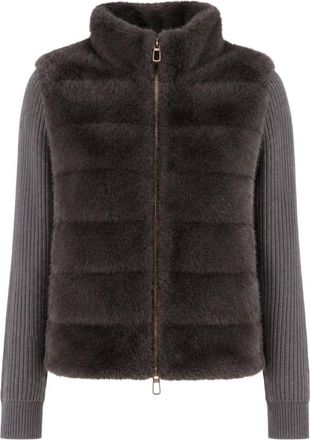 Duno Femme, Vestes, Gris, Taille: 42 FR Veste matelass&eacute;e en fausse fourrure