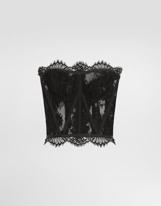 Dolce & Gabbana Bustier Aus Spitze - Frau Blusen Und Tops Schwarz Spitze 48
