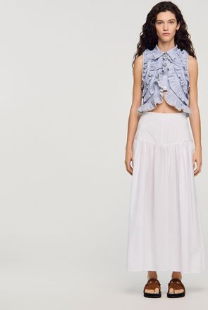 Sandro Jupe longue en popeline &agrave; liens