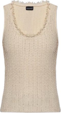 Emporio Armani Top mit offenem Halsausschnitt - - Tops - Damen - Beige - M