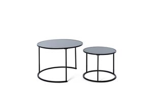 Jahnke SOL Coffee Set Couchtisch, Engineered Wood, Schwarzglas/Schwarz, One Size