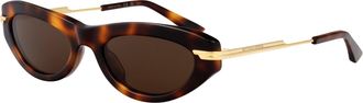 Bottega Veneta BV1368S Tortoiseshell Cat-Eye Sunglasses - Brown