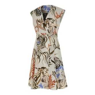 Marella Femme, Robes, Beige, Taille: 36 FR Robe Filo Imprim&eacute;e