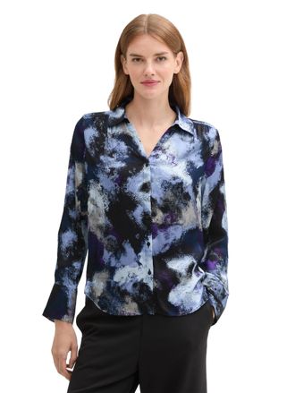 Tom Tailor Damen Satin Bluse mit Muster, 36558 - Artistic Watercolor Design, 38