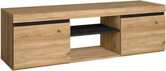 Skraut Home Skraut Home - TV-M&ouml;bel mod.NATURALE Eiche/Schwarz, 2 T&uuml;ren und 2 Wohnungen, Wohn- und Esszimmer, 140x40x41cm