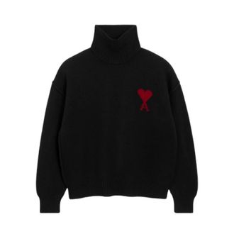 Ami Pull Col Roul&eacute; - Homme - Pulls - Noir - Taille: S