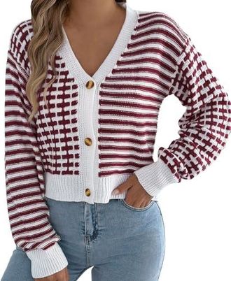 Generic Vestes pour femmes 2026 cardigan &agrave; col en V pour femmes, chandails 2024 courts &agrave; boutons dor&eacute;s, cardigan court ouvert sur le devant pour lautomne et l