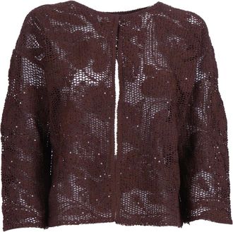 KANGRA Femme, Pulls, Brun, Taille: 44 FR Coreana Ricamo Cornely + Paillettes