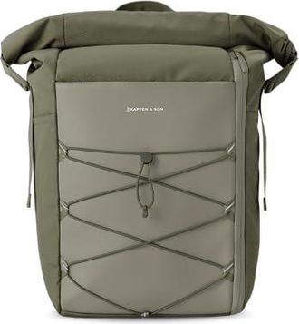 Kapten & Son Yoho Sac à dos enroulable, de 24 à 30 l, pour homme et femme, avec compartiment pour ordinateur portable de 14 et ouverture latérale, idéal pour les v