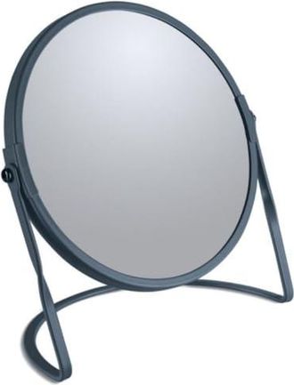 Spirella Kosmetikspiegel auf Fuß Akira - Robustes Metall - Doppelansicht mit 5-facher Vergrößerung und klassischem Spiegel - 360° schwenkbar - Matt Petrol